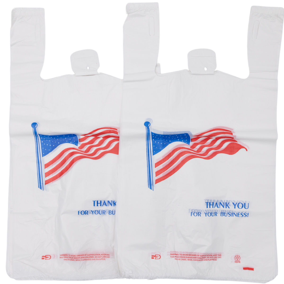 ASSUREPAK INC. - Easy Open - White Usa/American Flag Print HDPE T-Shir ...